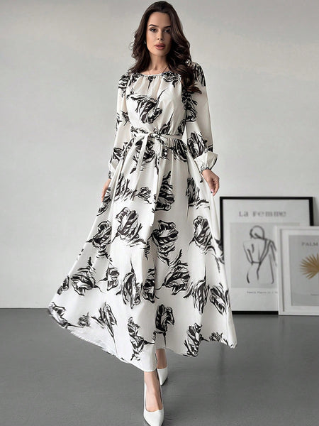 Shein Firerie Women's Elegant Romantic Print Tie Long Dress – WearWest